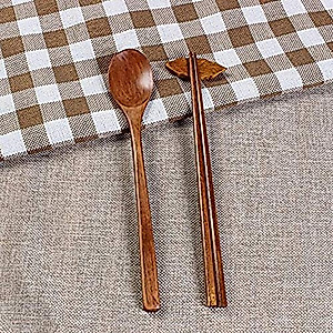 5 Set of Spoons and Chopsticks Handmade Cutlery Tableware Spoons Wooden Korean Jujube Tree Dinnerware Sets Combinations Utensil