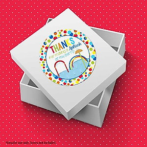 Splash Pad Birthday Party Thank You Sticker Labels for Boys, 40 2" Party Circle Stickers by AmandaCreation, Great for Party Favors, Envelope Seals & Goodie Bags