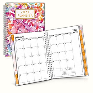 CRANBURY 2023 Planner Weekly Monthly (6x8.25", Watercolor), 2023 Small Planner Book, 8 x 6 Agenda Book, Yearly Calendar Planner, Monthly Tabs, Bookmark, Notes, Bonus Pocket, Stickers