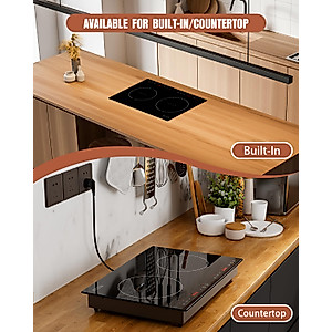 Empava IDC12B2 Horizontal Electric Stove Induction Cooktop with 2 Burners in Black Vitro Ceramic Smooth Surface Glass 120V, 12 Inch