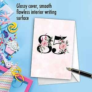 NobleWorks - 85th Milestone Birthday Greeting Card with 5 x 7 Inch Envelope (1 Card) Floral Age 85 C8263MBG