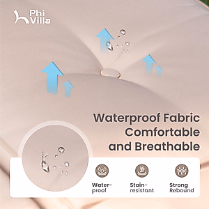 PHI VILLA 3-Seat Porch Swing with Adjustable Canopy,Outdoor Swing Chair with Cup Holders and Removable Cushion,Patio Swing Chair/Bench for Porch, Garden, Poolside, Balcony&Backyard,Beige