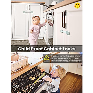 2 Pack Baby Proofing Safety Locks for Cabinet Drawer Fridge Oven Dishwasher Doors, Toilet Seat & Lid, Adjustable Furniture Latches and Straps, 3M Adhesive No Drilling and Button Unlock Design