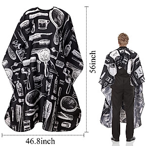 FEBSNOW Waterproof Barber Cape and Neck Duster Brush Hair Cutting Cape with Adjustable Snap Button, 43.3 × 57 Inches Large Salon Cape for Hair Treatment Haircut Dyeing Perm (Printing Style)
