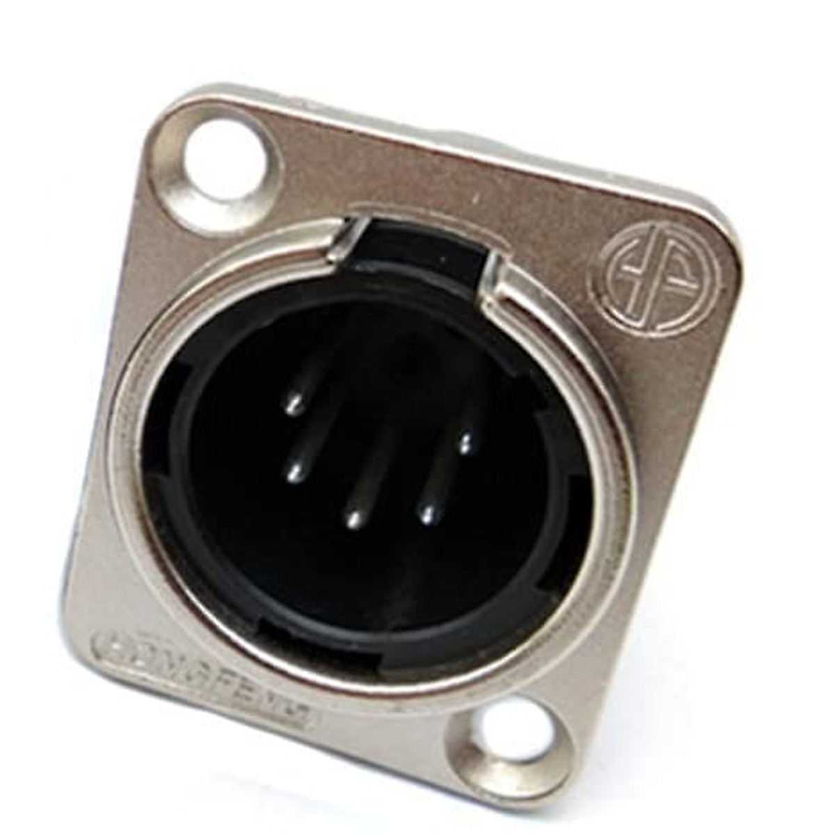 GDQLCNXB XLR Male Jack 5 Pin Panel Mount Jacks，Silver Metal Housing XLR-M Microphone Connector, 4Pcs.