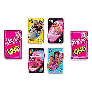 UNO Barbie The Movie Card Game, Inspired by the Movie for Family Night, Game Night, Travel, Camping and Party
