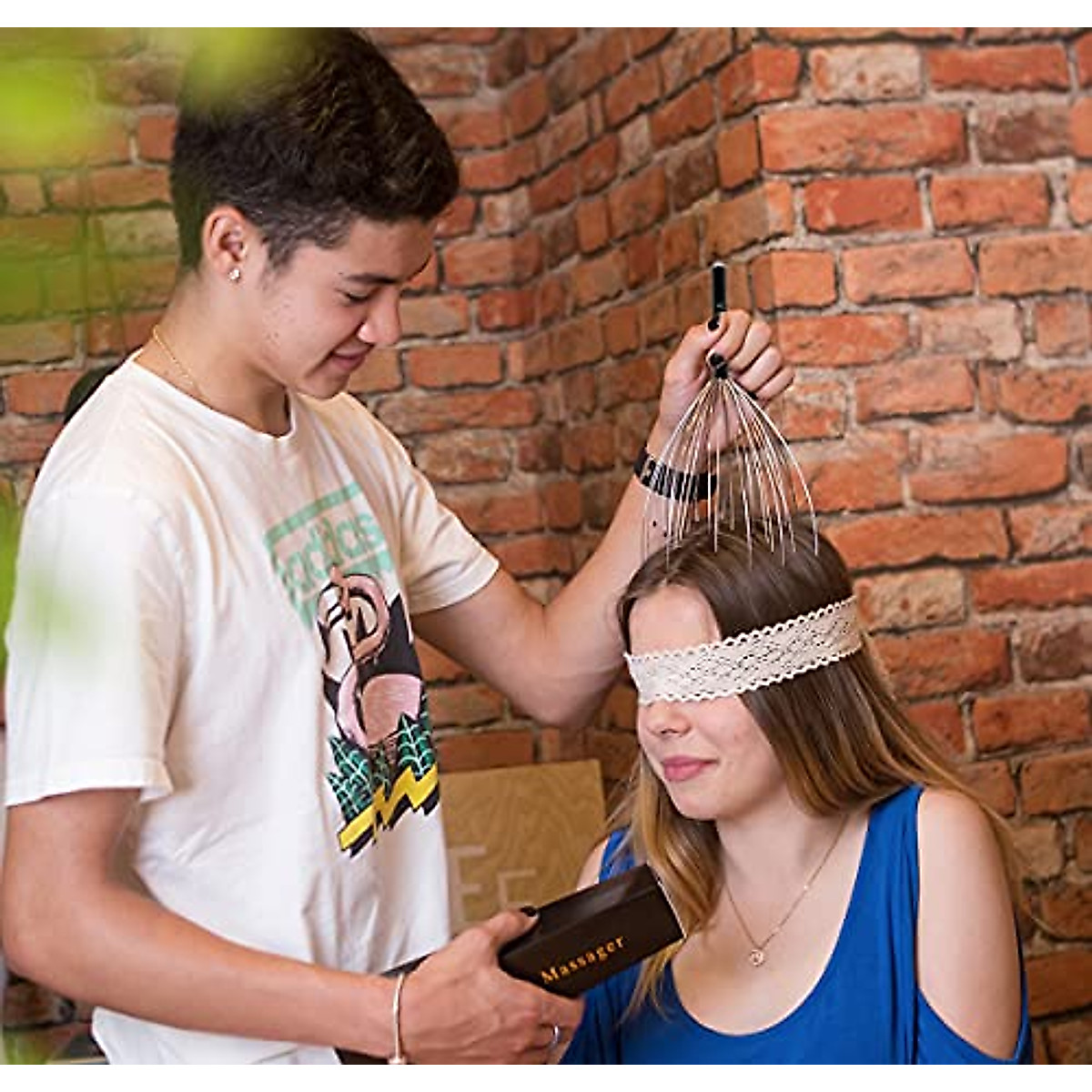 USAGA 28 Finger Head Scratcher, Head Massager, Scalp Massager, Head Whisk Massager, Wire Massager for Head Hair Body Massage and Stress Relax (Black)