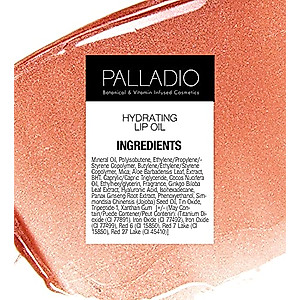 Palladio Hydrating Lip Oil Infused with Hyaluronic Acid, Non-Sticky Formula, Subtle shine with tinted sheer color, liquid lipstick, locks in moisture to prevent chapped lips 0.13 Oz. (BLING)