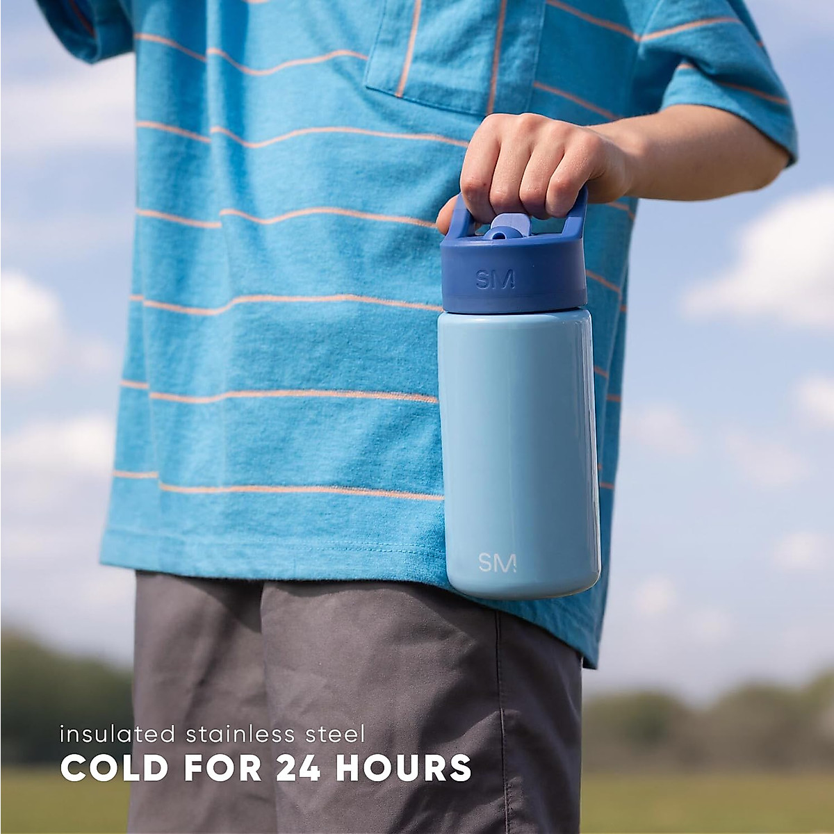 Simple Modern Kids Water Bottle with Straw Lid | Insulated Stainless Steel Reusable Tumbler for Toddlers, Girls, Boys | Summit Collection | 14oz, Dinosaur Roar