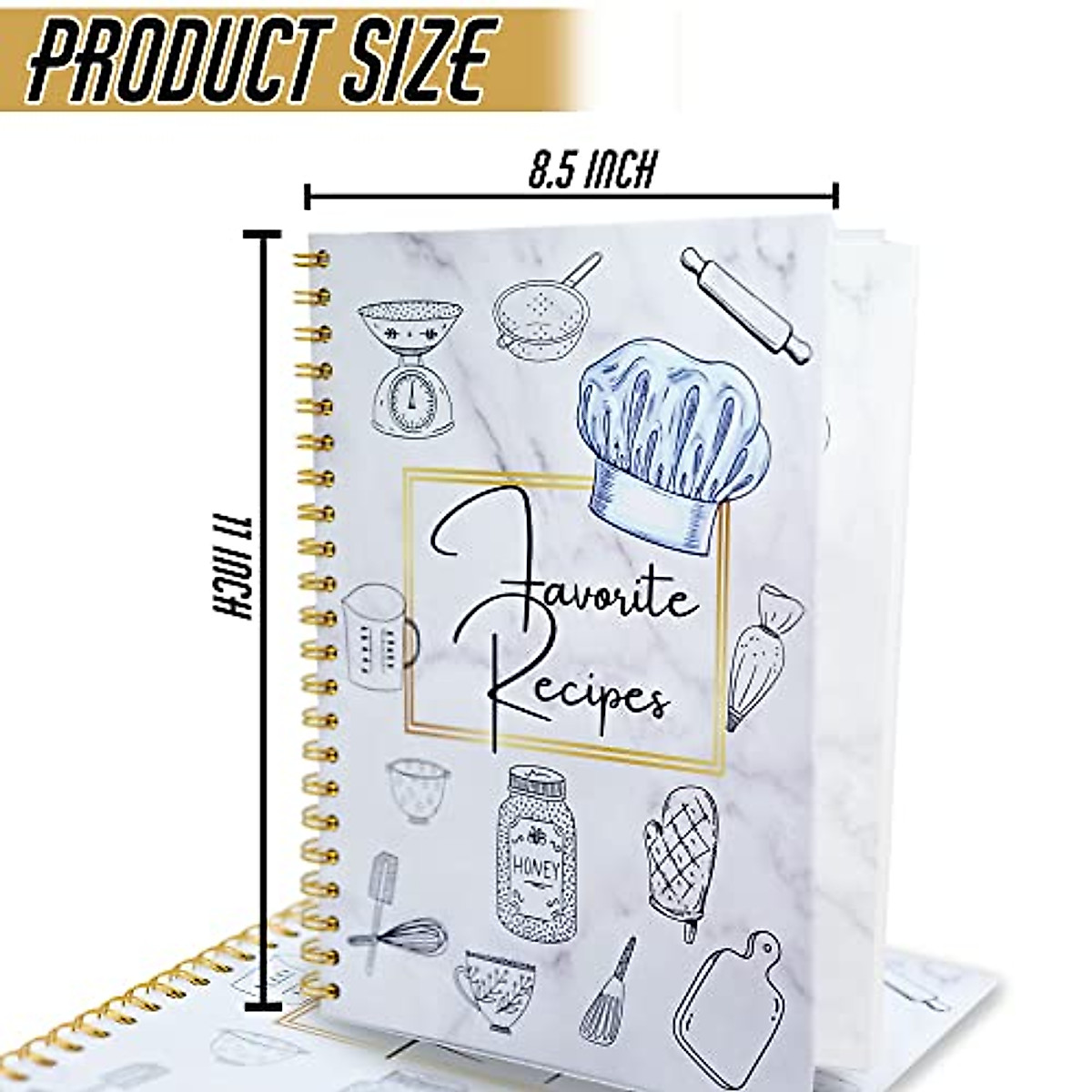 Recipe Book to Write in Your Own Recipes, 1 Pack 8.5" x 11" Blank Recipe Notebook, Double Spiral Cookbook Recipe Journal Notebook Include 200 Recipes Page With Beautifull Inner Design