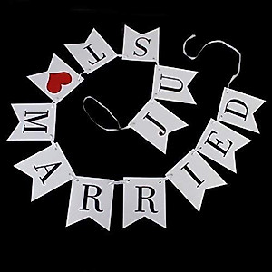 JUST Married Vintage Wedding Bunting Banner Photo Booth Props Signs Garland Bridal Shower Decorations