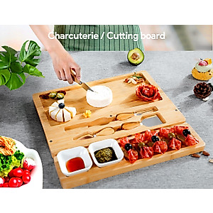 Charcuterie Boards, Thereye Cheese Board with Knife Set, Bamboo Charcuterie Board Set, Gifts for Women, Wedding Gifts, House Warming Gifts, Bridal Shower Gift