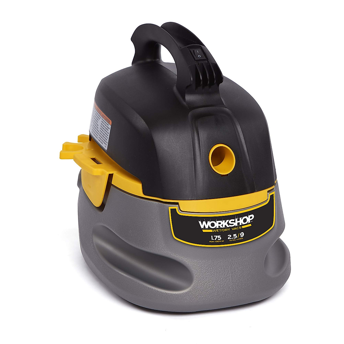 WORKSHOP Wet/Dry Vacs Vacuum WS0255VA Compact, Portable Wet/Dry Vacuum Cleaner, 2.5-Gallon Small Shop Vacuum Cleaner, 1.75 Peak HP Portable Vacuum,Grey/ Black/ Yellow