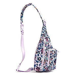 Vera Bradley Women's Recycled Lighten Up Reactive Mini Sling Backpack, Cloud Vine Multi, One Size