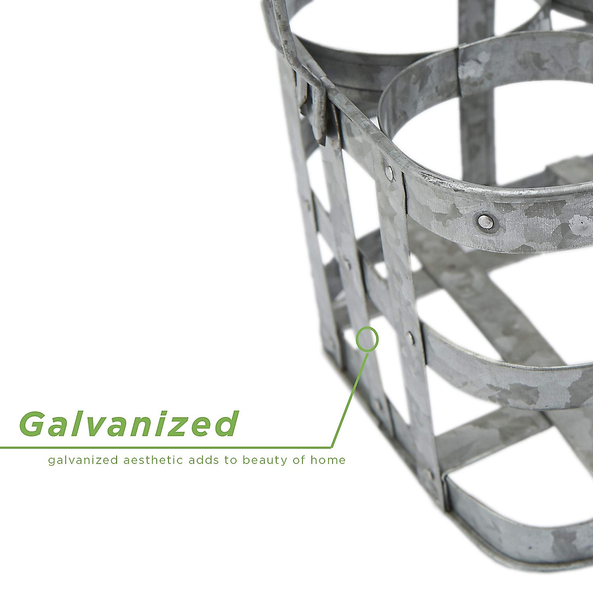 Mind Reader Farmhouse Bottle Carrier 6 Beer Holder, 6 Compartment, Silver