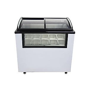 BREVELTION 10 PAN Ice Cream Showcase Ice Cream Display Cabinet 136L Freezer 110V
