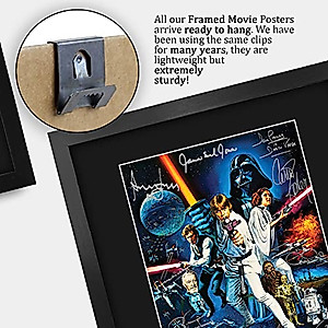 HWC Trading Framed 11" x 14" Print - Star Wars a New Hope Movie Poster Cast Signed Gift Mounted Printed Autograph Film Mark Hamill Harrison Ford Carrie Fisher Alec Guinness George Lucas Gifts Photo Picture Display