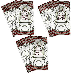 BANBERRY DESIGNS Brass Vinyl Coated Plate Hanger 8 to 10 Inch - Set of 12 Pcs - Clear Vinyl Sleeves Protect The Plate - Hook and Nail Included
