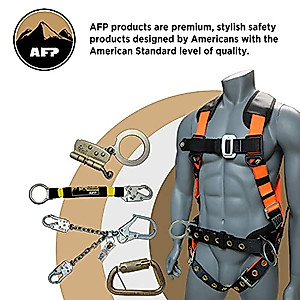 AFP Universal Full-Body Fall Protection Safety Harness w/ 3 D-Rings and Tongue Buckle Legs| Roofer, Construction, Scaffolding PPE (OSHA/ANSI Compliant) (Harness, 1 Pack)