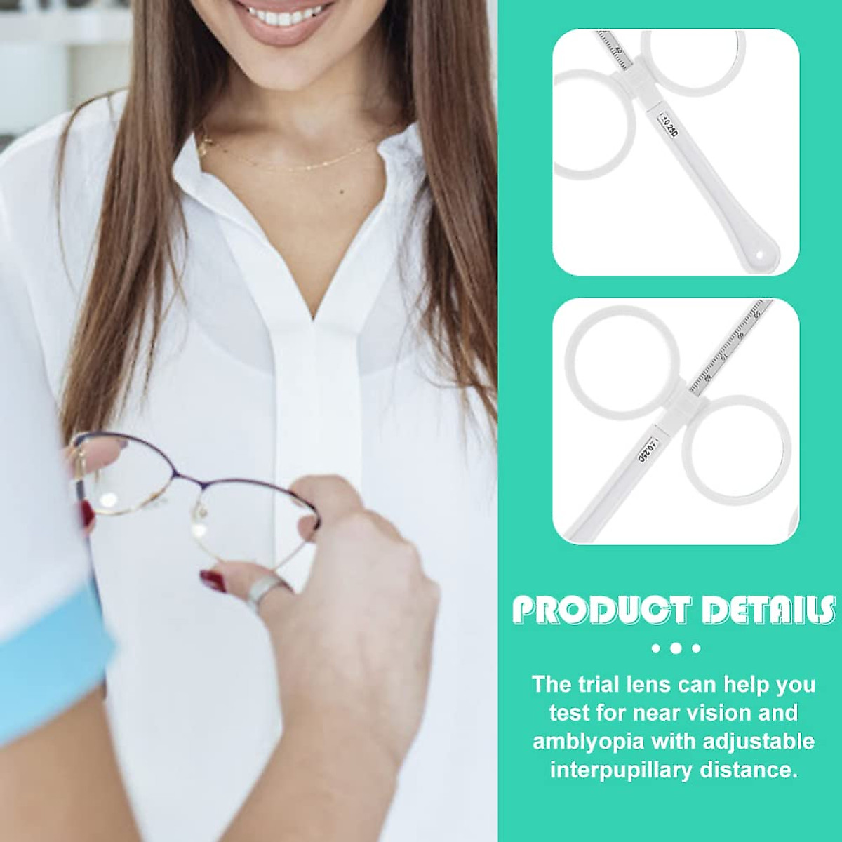 Scicalife 3pcs Confirmation Flipper Set Glass ±25° ±0. 5° ±100° Plastic Optometry Trial Lens for Ophthalmic Lens Tool Pinhole Glasses