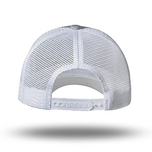 American Flag Trucker Hat - Snapback Hat, Baseball Cap for Men Women - Breathable Mesh Side, Adjustable Fit - for Casual Wear Gray/White