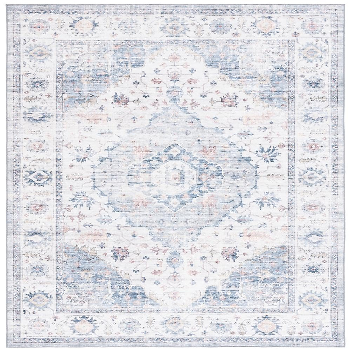 SAFAVIEH Arizona Collection Area Rug - 8' x 10', Light Blue & Ivory, Traditional Design, Washable & Slip Resistant, Ideal for High Traffic Areas in Living Room, Bedroom & Dining Room (ARZ517L-8)