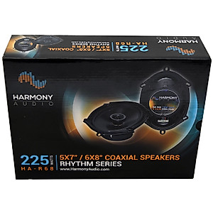 Harmony Audio HA-R68 Compatible with Ford Ranger 1998-2011 Car Stereo Rhythm Series 5x7 6x8 Replacement 225W Speakers and HA-725600 Speaker Replacement Harness