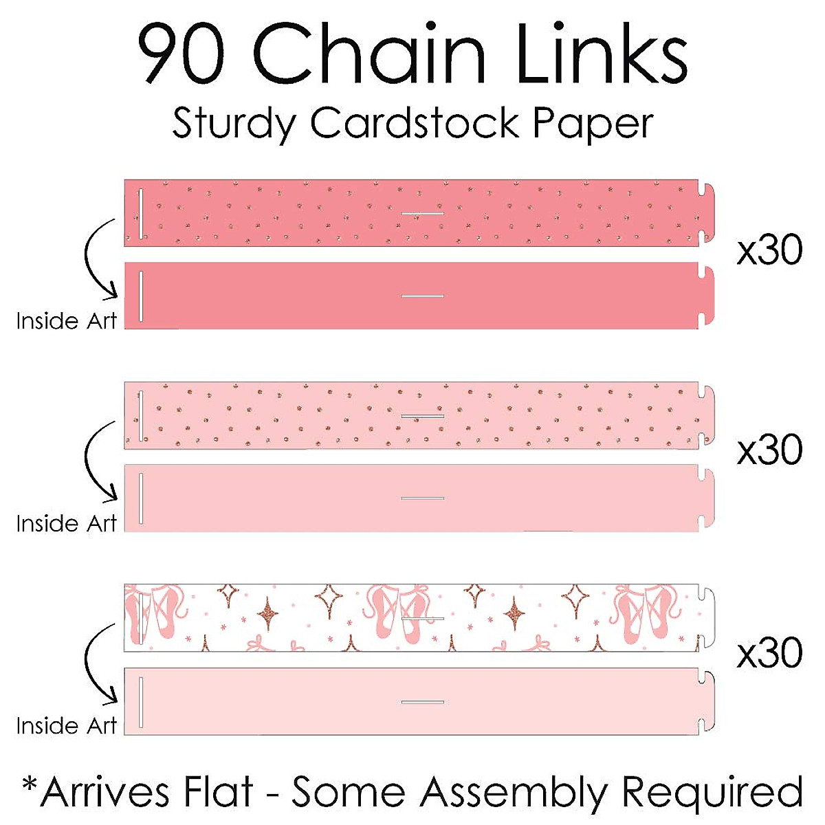 Big Dot of Happiness Tutu Cute Ballerina - 90 Chain Links and 30 Paper Tassels Decoration Kit - Ballet Birthday Party or Baby Shower Paper Chains Garland - 21 feet