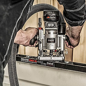 Trend Two-Part Skeleton Hinge Jig with Adjustable Blocks, Robust Carry Case & Guide Bush for Hinge Recess Cutting, Black, H/JIG/C