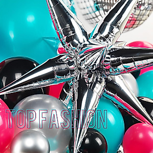 FROUFING Red Blue Black balloon garland arch kit 146+pcs with Disco Ball Explosion Star music note Foil Balloons for Music Decorations Birthday Graduation Short Videotheme party decorations