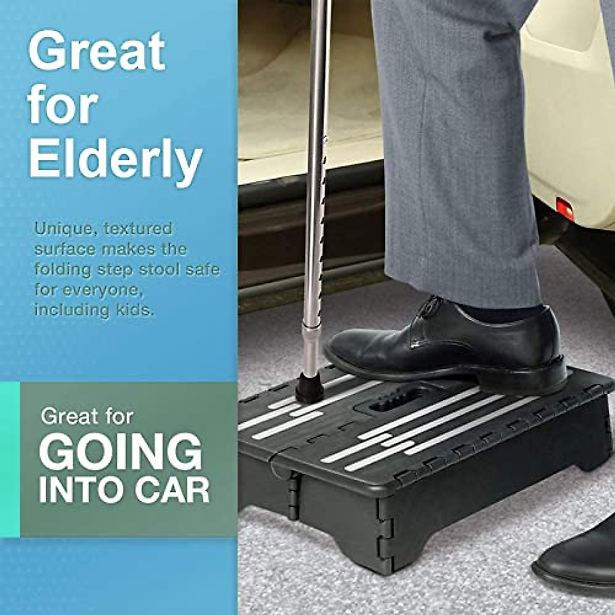 Sturdy Folding Step Stool Portable 5”, Collapsible Half Step for Seniors Older Adults up to 300 lbs Entering Camper Van SUVs and RV, for Elderly People Getting up High Bed or Stairs