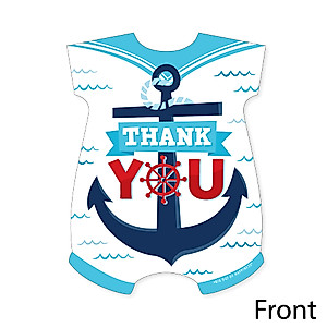 Big Dot of Happiness Ahoy It’s a Boy - Shaped Thank You Cards - Nautical Baby Shower Thank You Note Cards with Envelopes - Set of 12