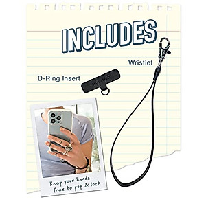 Smartish Phone Wristlet - Case Clinger - Universal iPhone Holder with Detachable Wrist Strap Loop - Black Vegan Leather