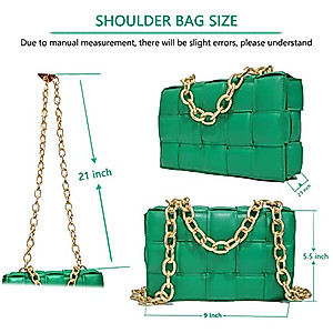 Ling Chuang Woven Crossbody Handbag Purse for Women, Chain Woven Leather Small Handbags Clutch Square Bag Weave Chain Shoulder Bags…