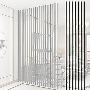 Screen Divider Column/Wall Divider Post for Decor Restaurant, Indoor/Office/Salon, 7.8ft/ 7.5ft/ 7ft/ 6.5ft/ 6ft/ 5.5ft/ 5ft/ 4.5ft/ 4ft Extra Tall Screen Modern Chinese, Black (Color : Black, Si