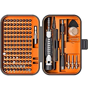 RARTOP Upgraded Precision Screwdriver Set, 130 in 1 with 120 bits Repair Tool Kit, Magnetic Screwdriver Set with mini built-in box for Electronics iPhone Jewelers Game Console Passion Orange