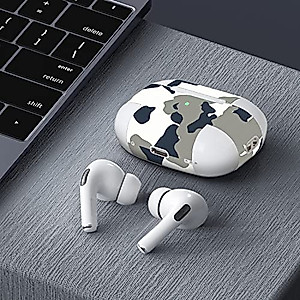 IMMOENUC Compatible with Airpods Pro (2nd Generation) Skin Sticker,Protective,Durable,and Unique Vinyl Decal Wrap Cover for Airpods Pro 2(White Grey Camouflage)