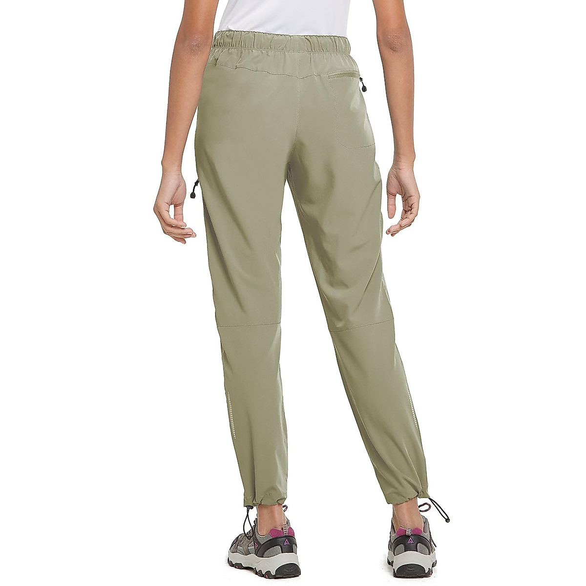 BALEAF Women's Hiking Pants Quick Dry Water Resistant Lightweight Joggers Pant for All Seasons Elastic Waist Light Green Size XS