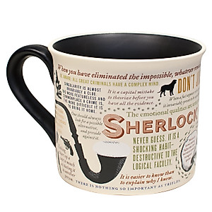 The Unemployed Philosophers Guild Sherlock Holmes Coffee Mug - Featuring Quotes from the Famous Detective, Rules of Deduction, Intriguing Images, and More, Comes in a Fun Box, 14 oz.