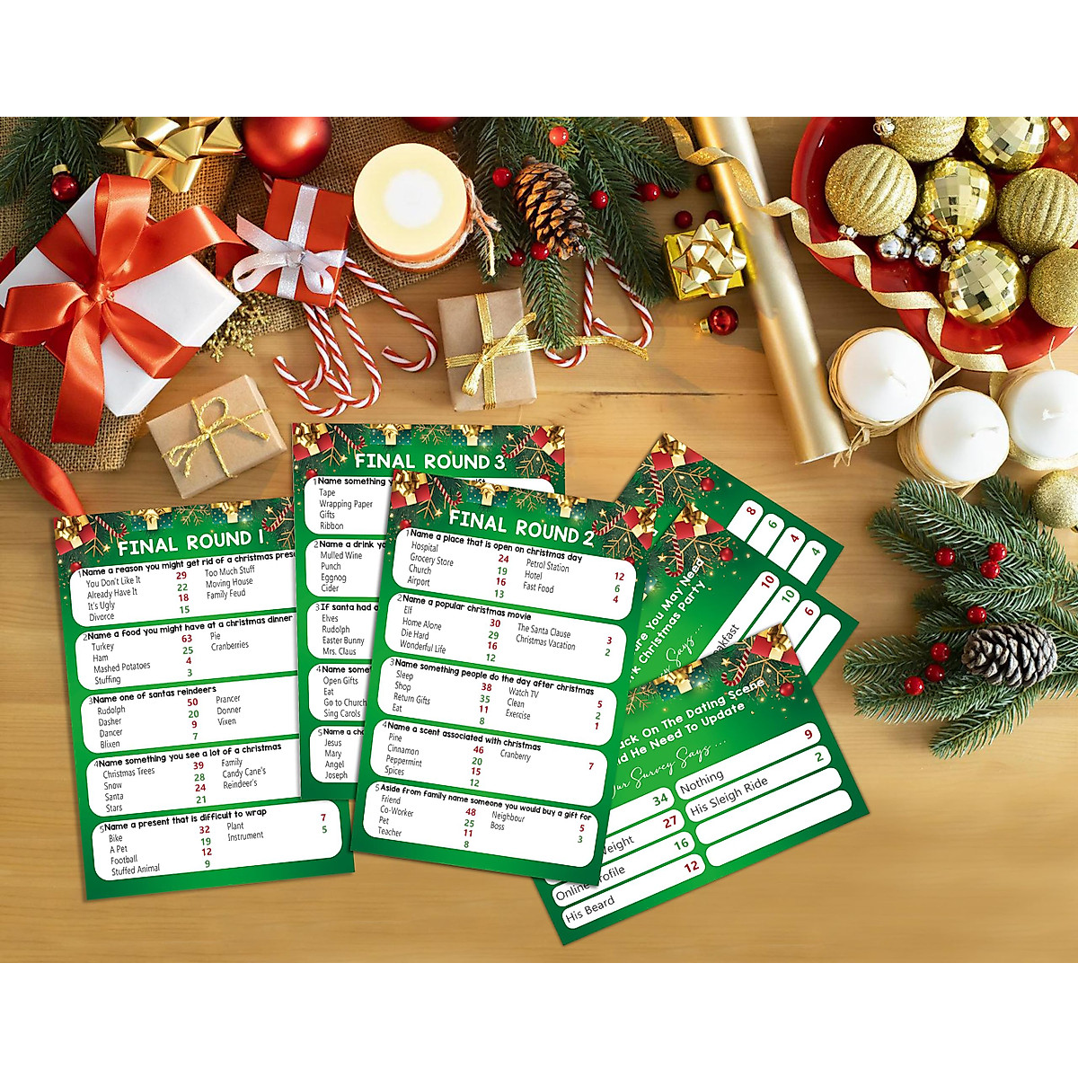 Christmas Feud Games, Friendly Feud Games, Family Activity, Family Games for Game Night, Baby Shower Game, Party Supplies for Adults, Xmas Holiday Party Game and Activity Decorations (f001)
