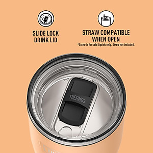THERMOS ICON SERIES, Stainless Steel Cold Tumbler with Slide Lock, 24 Ounce, Melon