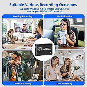 Capture Card Nintendo Switch, Video Capture Card, Game Capture Card 4K 1080P 60FPS, HDMI to USB 3.0 Capture Card for Streaming Work with PS4/PC/OBS/Camera