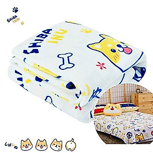 Flannel Fleece Throw Blanket, Cute Shiba Inu Micro Fleece Soft Blanket Throw Blanket
