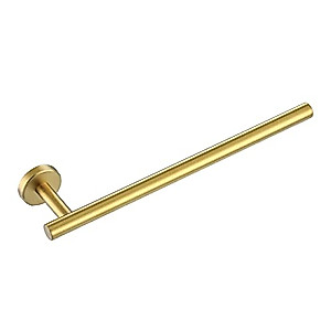 JQK Hand Towel Holder Towel Ring Gold, Thicken 0.8mm 304 Stainless Steel Bathroom Hand Towel Bar, 12 Inch Wall Mount Towel Rack Hanger, Brushed Gold, THH110L12-BG