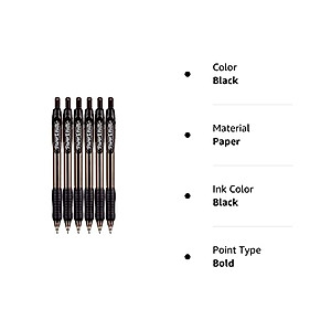 Paper Mate Profile RT Retractable Ballpoint Pen, Bold Point, 1.4mm, Black Ink, 2 Packs of 3 Pens