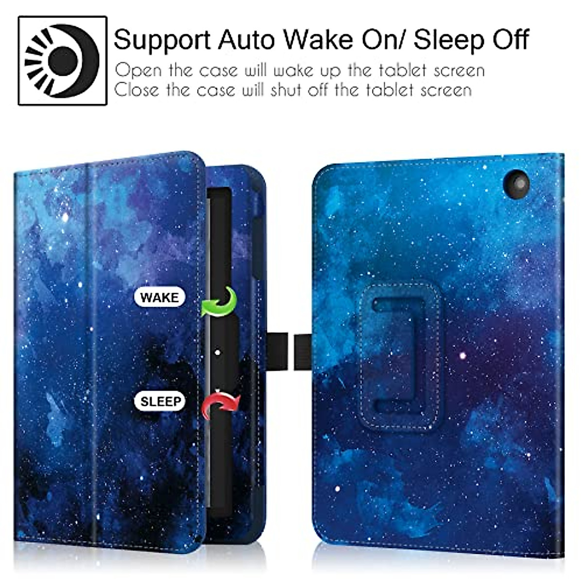 Famavala Folio Case Cover for All-New Fire 7 Tablet (12th Generation, 2022 Release) Not Fit for 7th/9th Genration (Blugaxy)