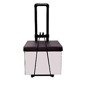 KINJOEK 40kg 88Lbs Folding Hand Truck Dolly, Foldable Luggage Cart for Luggage with 4 Wheels & Bungee Cord, Collapsible, Lightweight Compact Solid Construction Utility Cart for Travel, Black