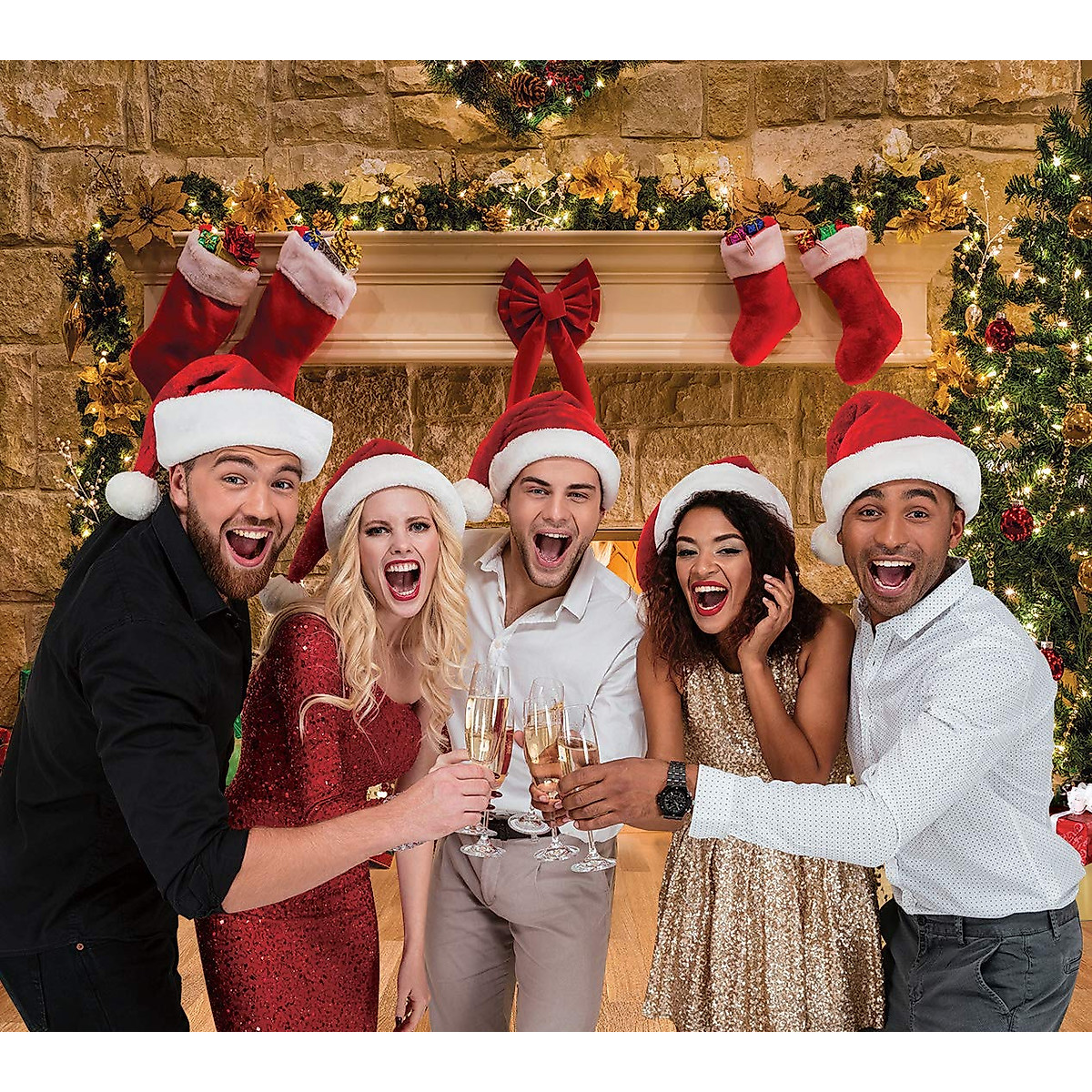 SJOLOON 12x10FT Christmas Photography Backdrops Child Christmas Fireplace Decoration Background for Photo Studio 11209