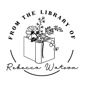 from The Library of | Ex Libris | Floral Book Stamp | Personalized Book Embosser | Custom Library Stamp | Monogram Self-Inking Wood Handle Stamper (Floral 3)