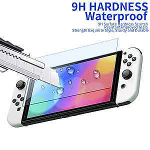 ZXYWEI (3-Pack Tempered Glass Screen Protector Compatible with Nintendo Switch OLED Model Anti-Scratch Ultra-Thin 0.33mm Clear Glass Film Replacement for Nintendo Switch OLED Accessories (7 Inches)